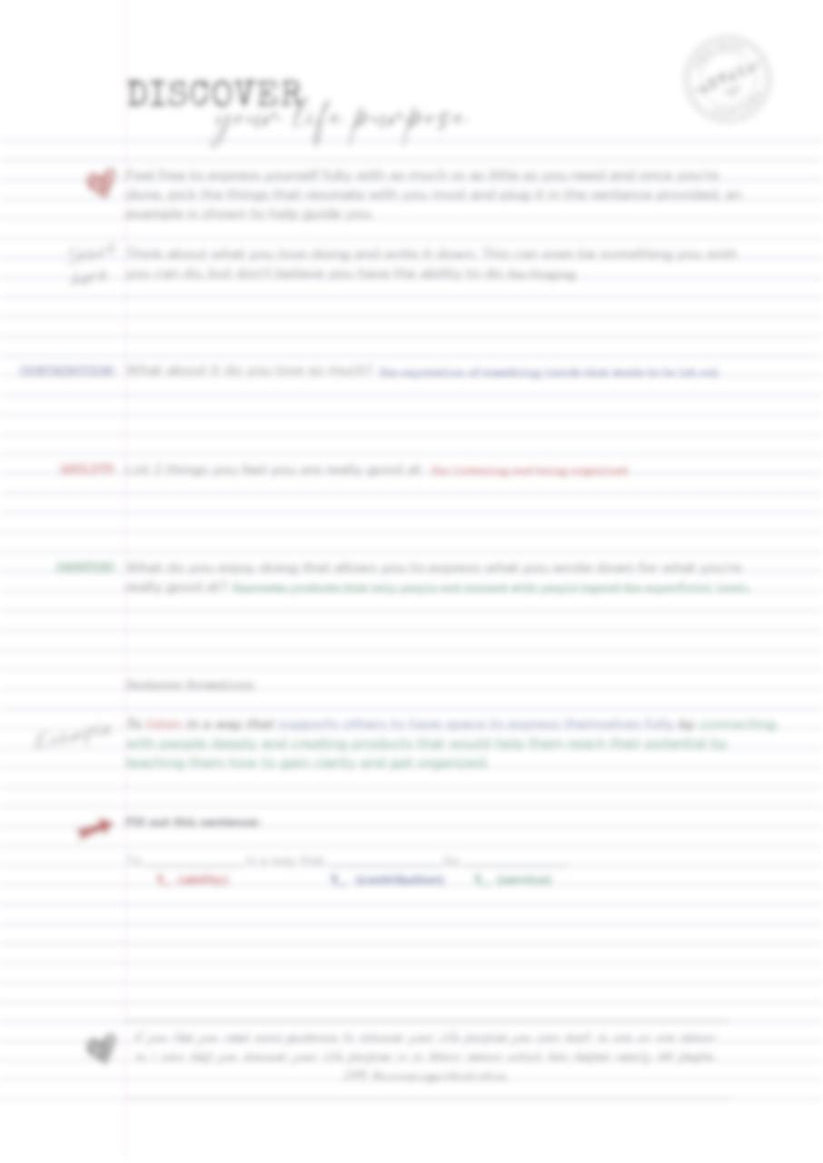 Life purpose worksheet – Advaya Project